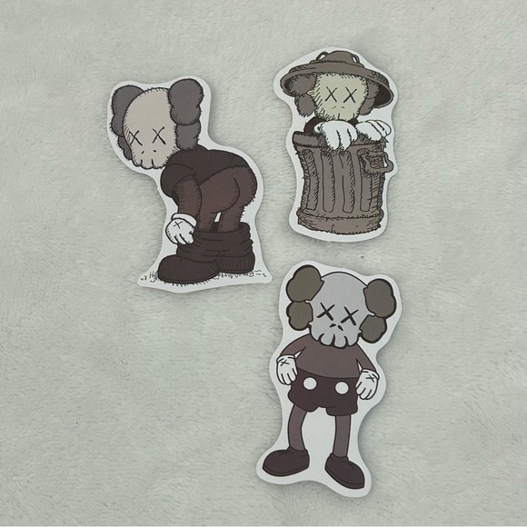 KAWS | Accessories | Set Of 3 Kaws Figures Stickers For Skateboard Deck ...
